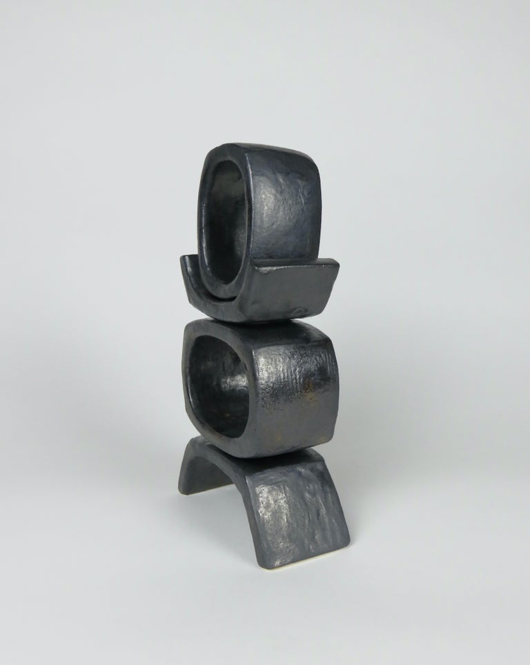 Short Standing TOTEM, Rectangular Ovals on Angled Legs in Metallic ...