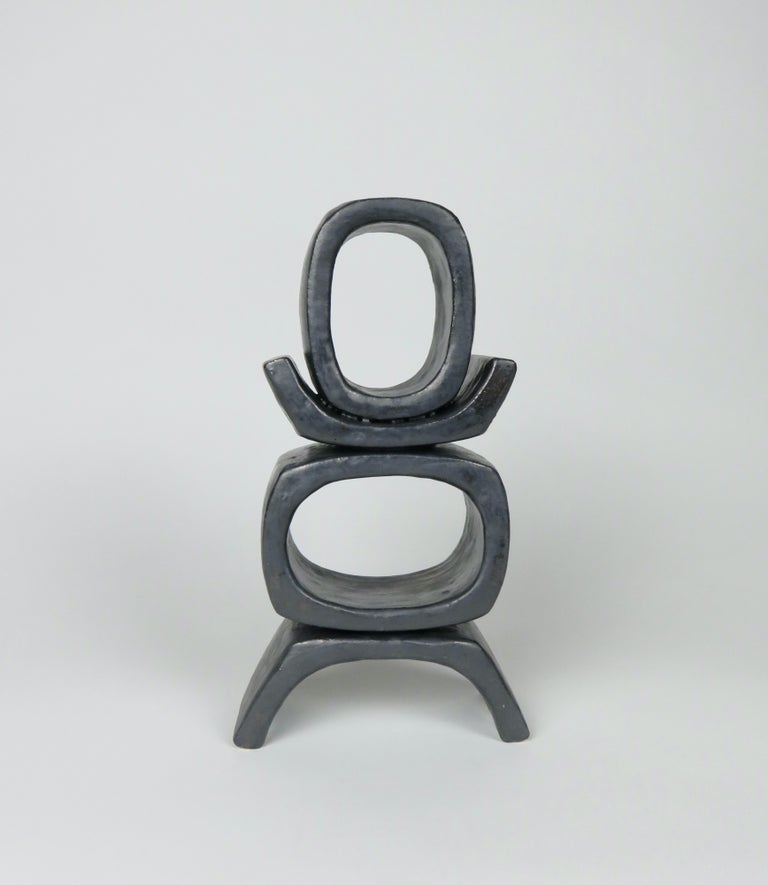 Short Standing TOTEM, Rectangular Ovals on Angled Legs in Metallic ...