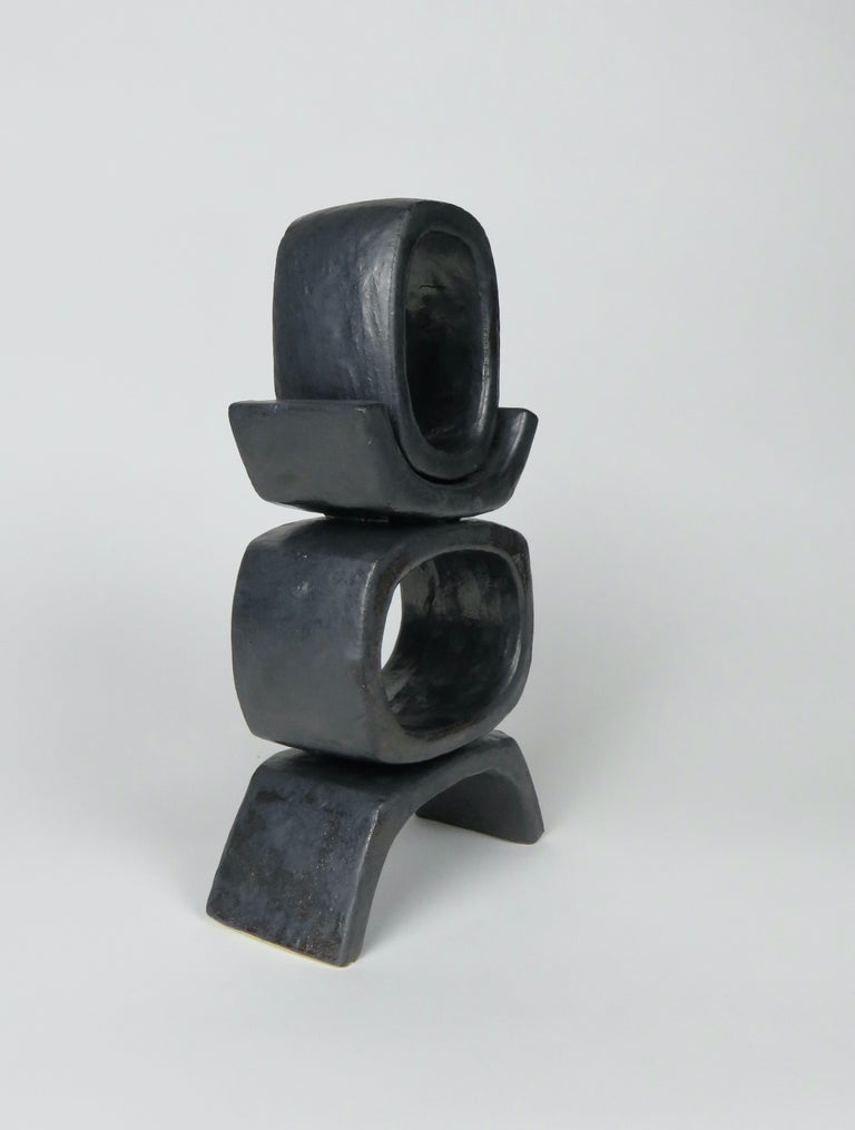 Short Standing TOTEM, Rectangular Ovals on Angled Legs in Metallic ...