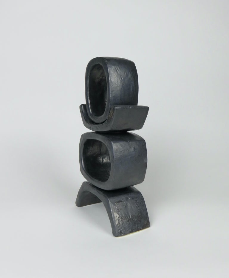 Short Standing TOTEM, Rectangular Ovals on Angled Legs in Metallic ...