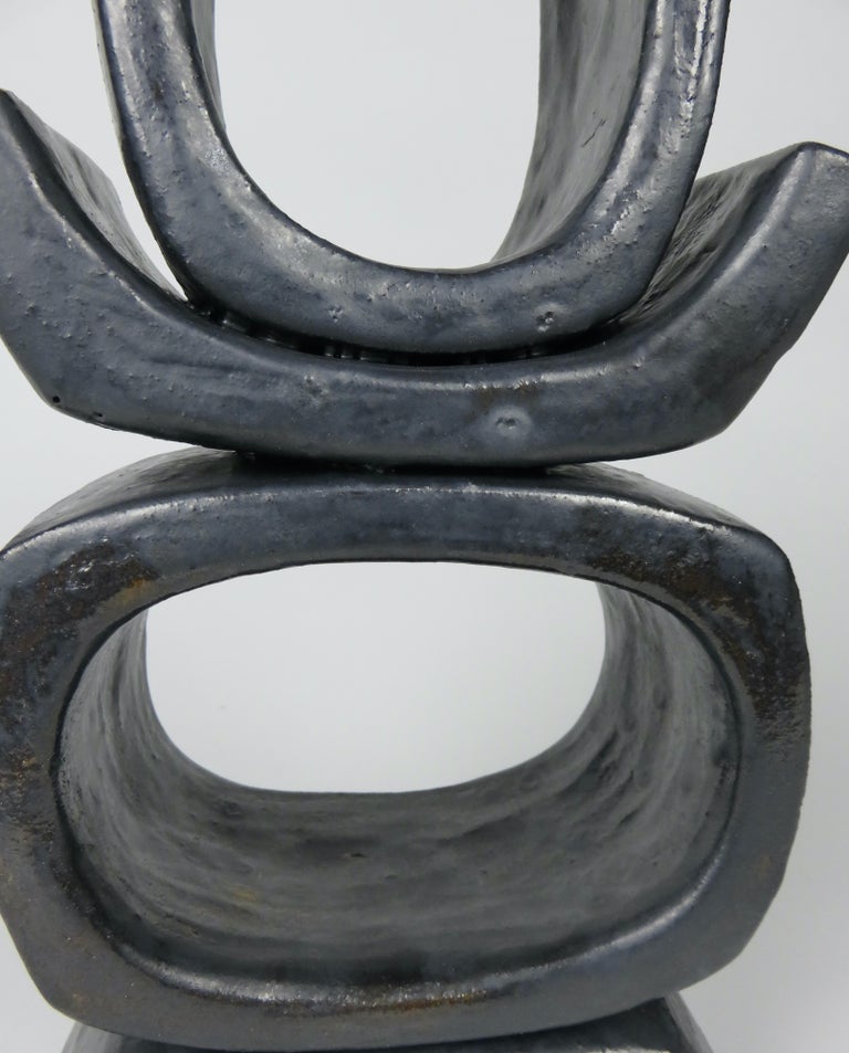 Short Standing TOTEM, Rectangular Ovals on Angled Legs in Metallic ...