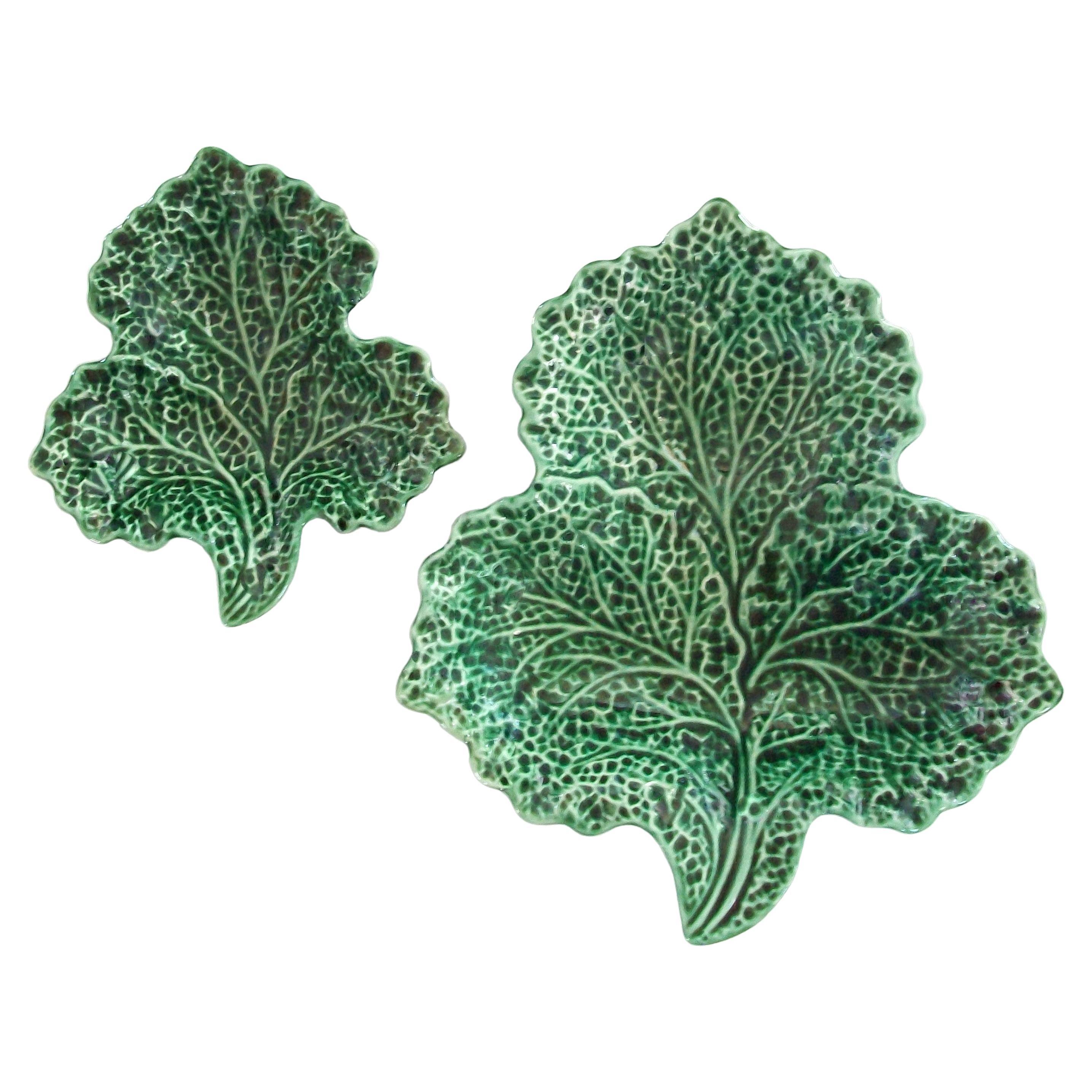 Shorter and Son, Antique Majolica Cabbage Leaf Plates, U.K, circa 1905 ...