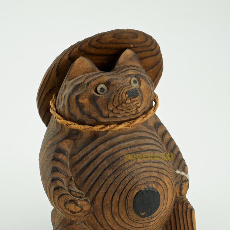Shou-sugi-ban Japanese Tanuki Sculpture Toy Vintage Mid-Century Modern ...