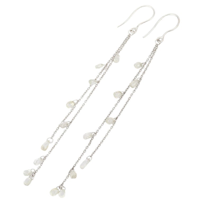 Shoulder Dust 3.17 Carat Diamond Double Chain Dangle Earrings in 18K ...