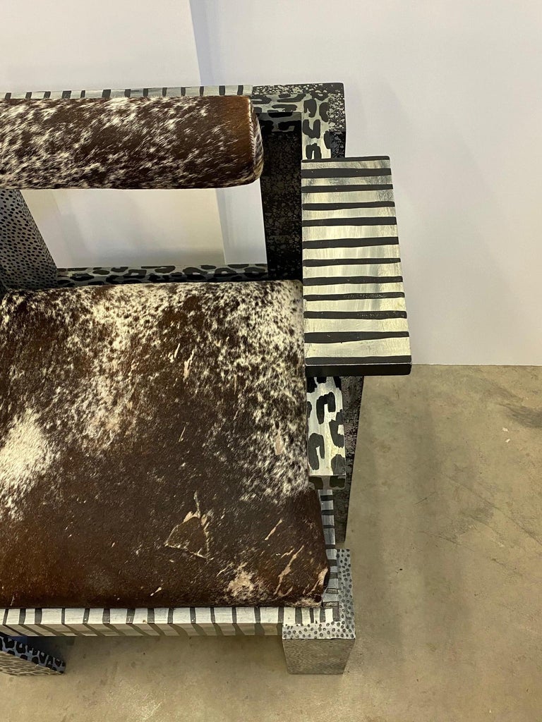 Show Stealer Artisan Made Painted and Cowhide Armchair For Sale at 1stDibs