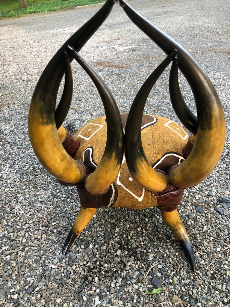 Show Stealer Long Horn Club Chair with African Mud Cloth Upholstery at ...