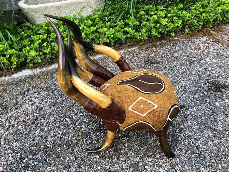 Show Stealer Long Horn Club Chair with African Mud Cloth Upholstery at ...
