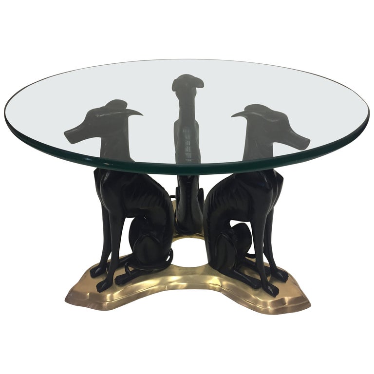 Show Stopper Patinated Bronze and Brass Whippet Motife Coffee Table at ...