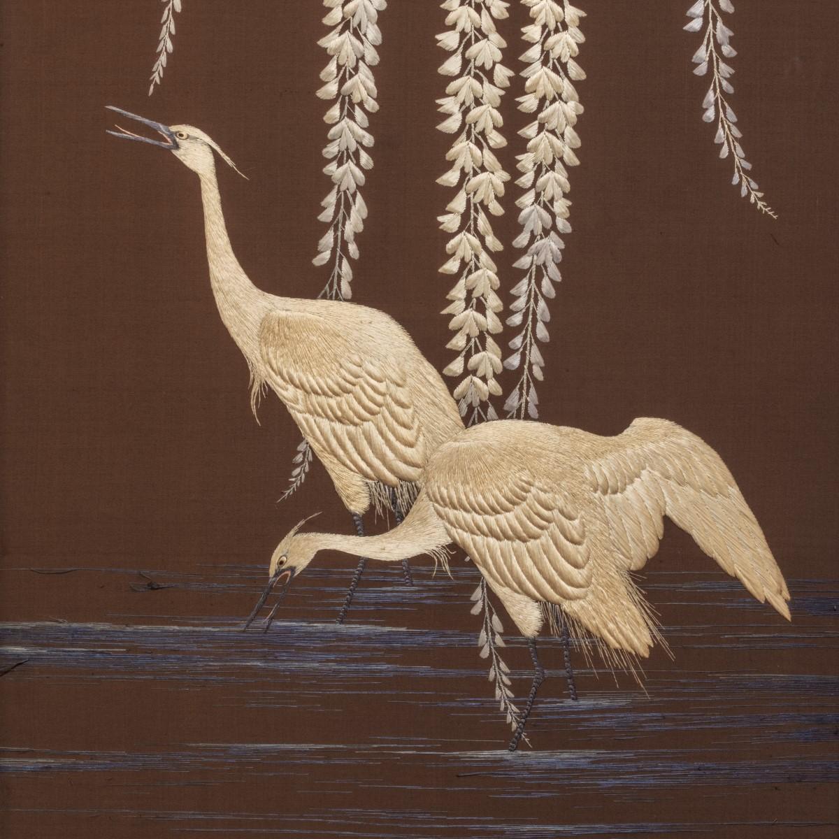 Showa Period Four Fold Embroidered Screen at 1stDibs