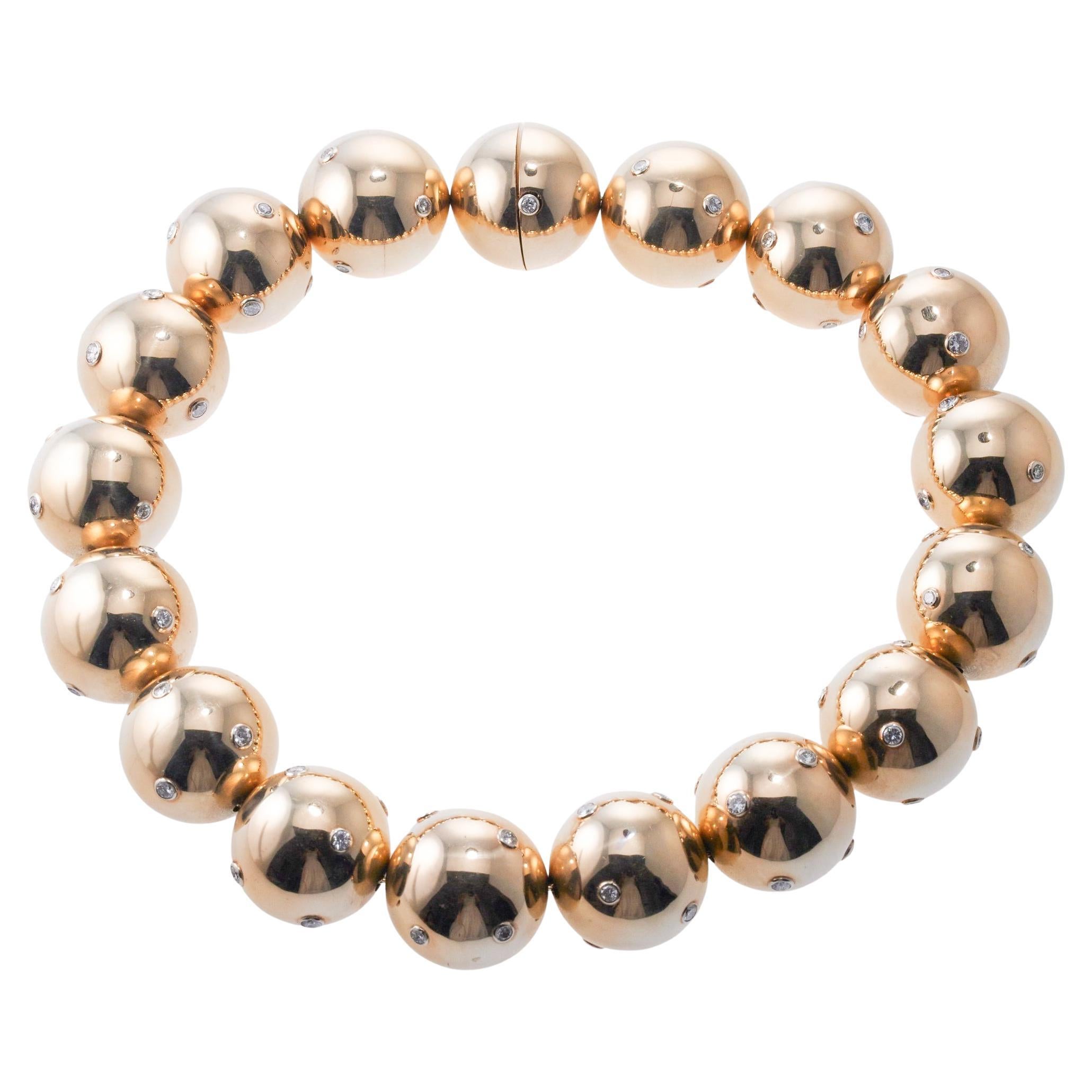 Solid Gold Ball Chain Necklace For Sale at 1stDibs