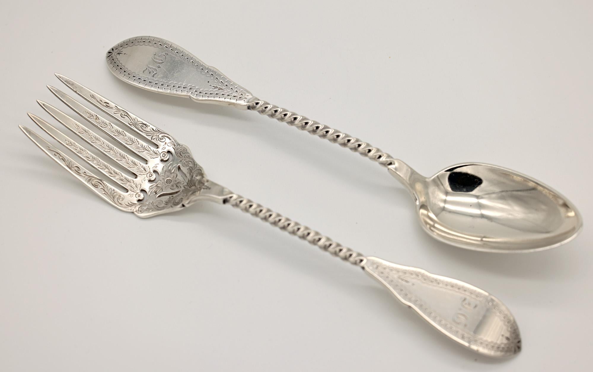 Shreve Brown and Co Pair Large Heavy Silver Servers For Sale at 1stDibs