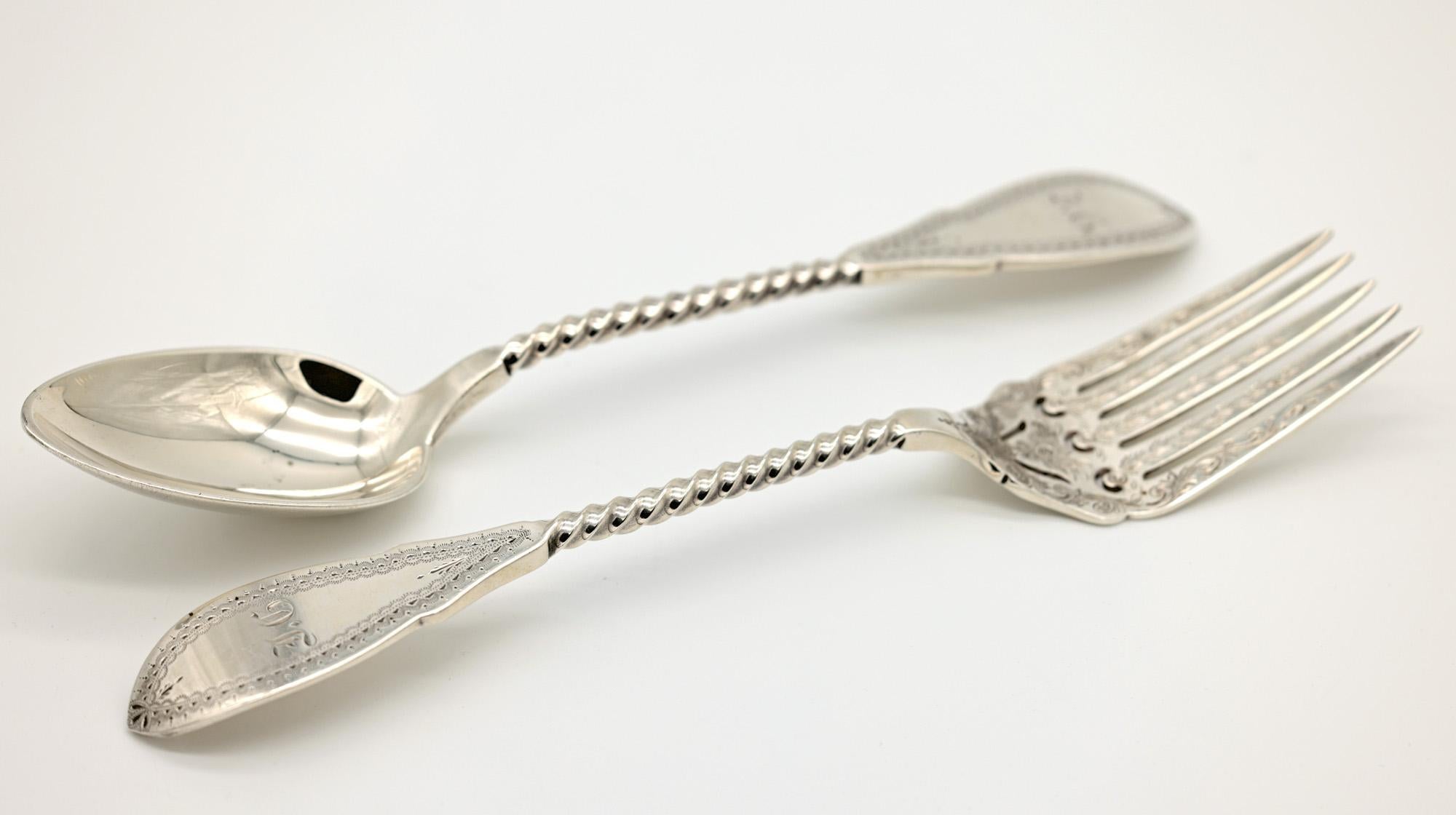 Shreve Brown and Co Pair Large Heavy Silver Servers For Sale at 1stDibs