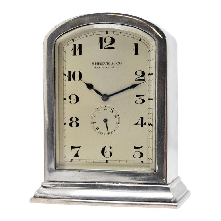 Shreve and Co. by Longines Sterling Silver Art Deco / Gothic Desk Clock ...