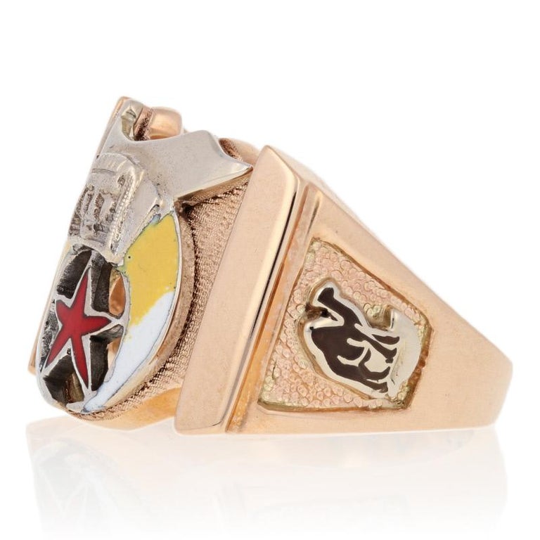 Shriners Masonic Ring, 10k Yellow Gold Scimitar Sword and Crescent ...