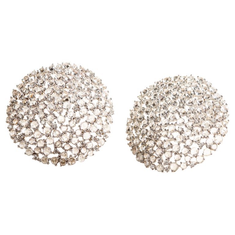 Shukra Venus I Earrings Set in 18 Karat White Gold with Diamonds and ...