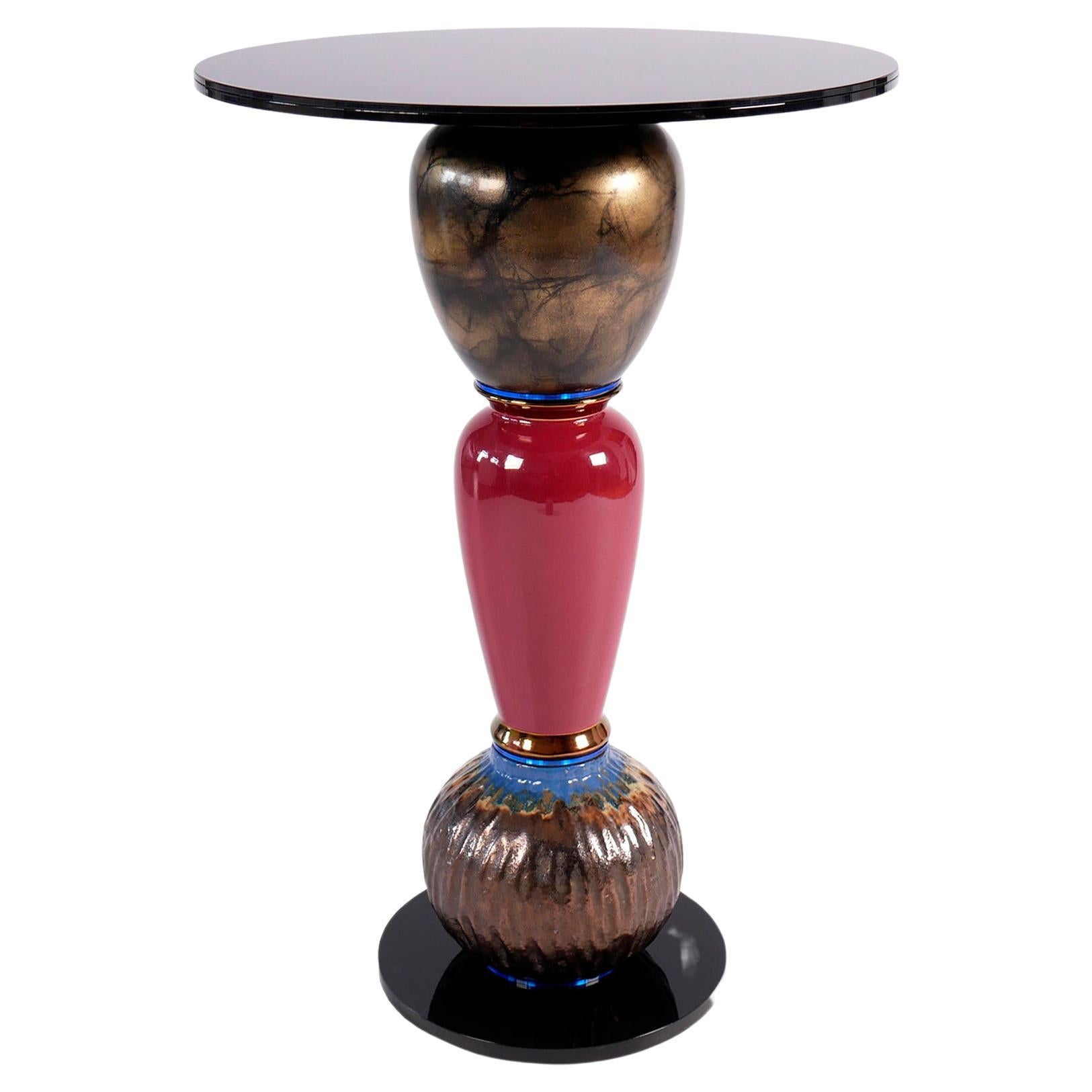 Pair of Side Table by E. Allemeersch Black Resin Inlay Tiger Eyes at ...