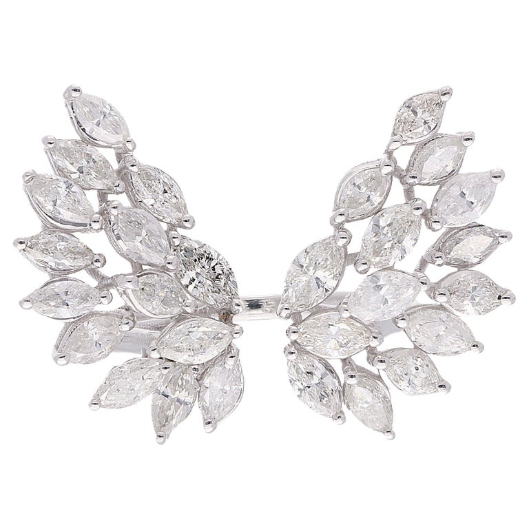 SI Clarity HI Color Marquise Diamond Angel Wing Cuff Ring 14 Karat ...
