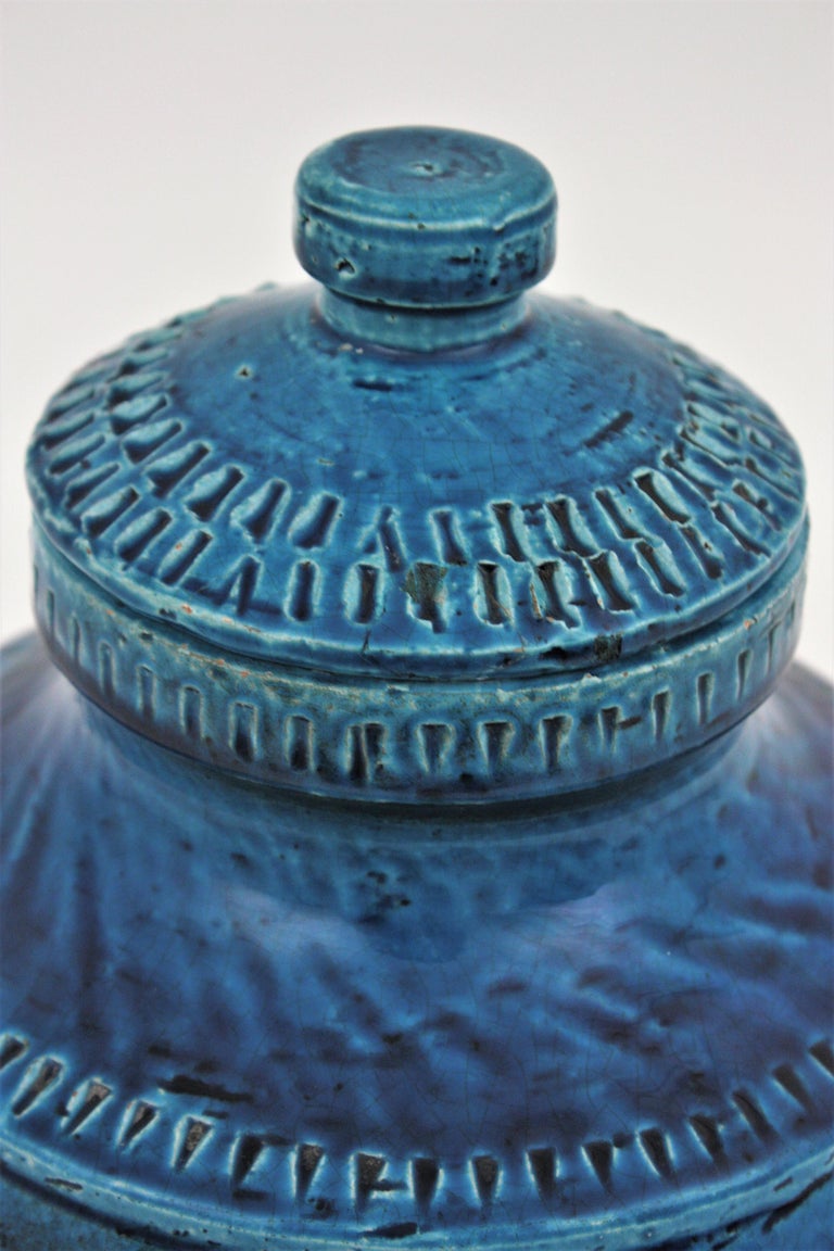 Sic Rimini Blu Glazed Ceramic Large Lidded Vessel / Box Bitossi Aldo ...