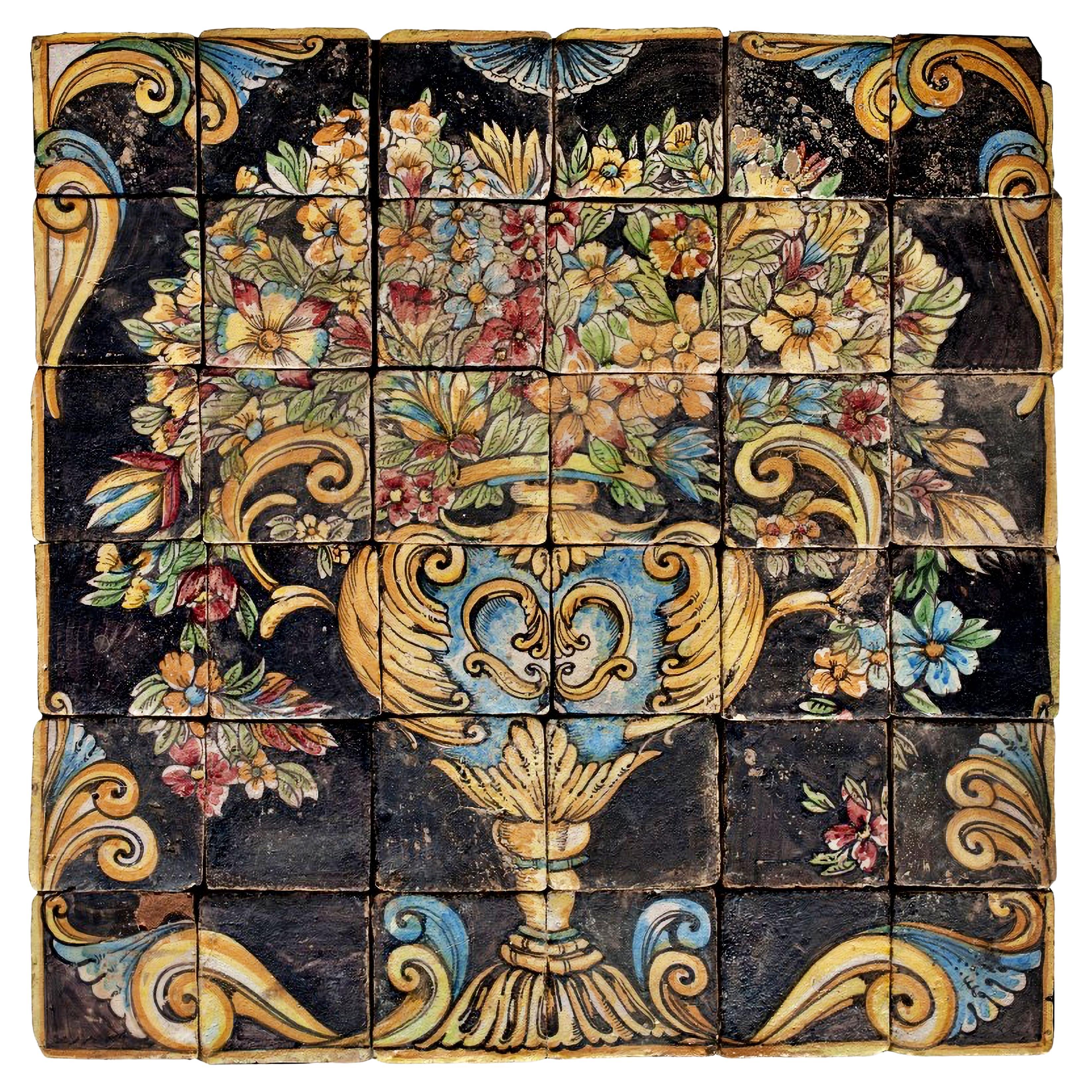 Sicilian Majolica Panel End 19th Century For Sale at 1stDibs