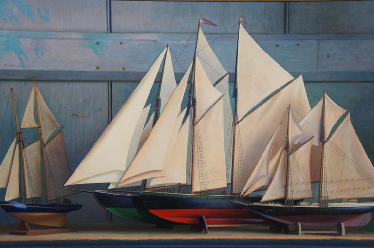 Sid Willis "Sails" Model Ship Still Life Maritime Oil Painting on Board ...
