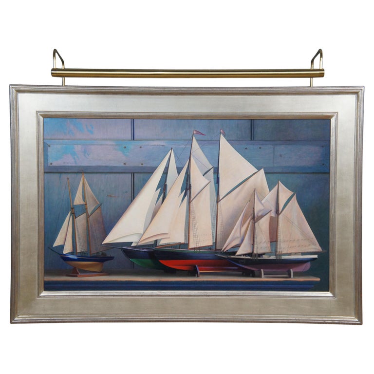 Sid Willis "Sails" Model Ship Still Life Maritime Oil Painting on Board ...