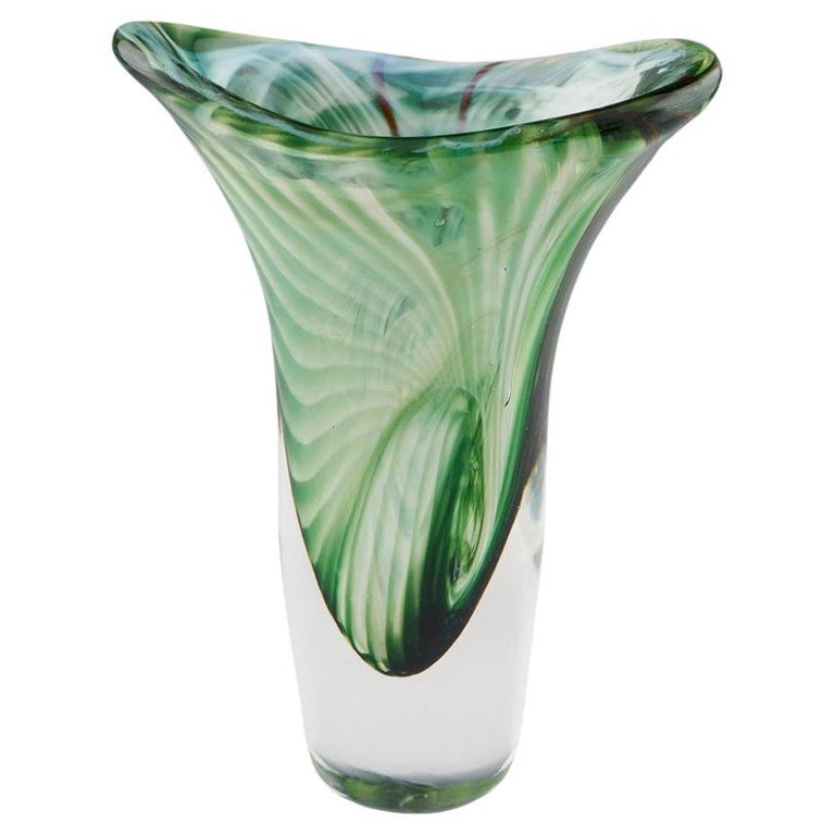 Siddy Langley Grey Green And Red Freeform Demo Vase 2009 For Sale 