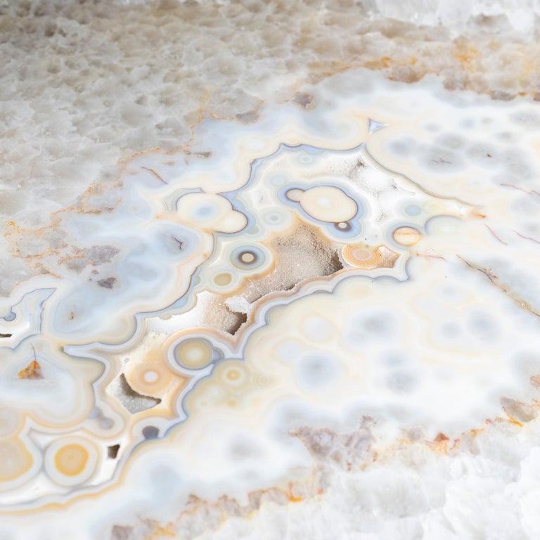 Side or Center Table, Brazilian Agate with Solid Bronze Base For Sale ...