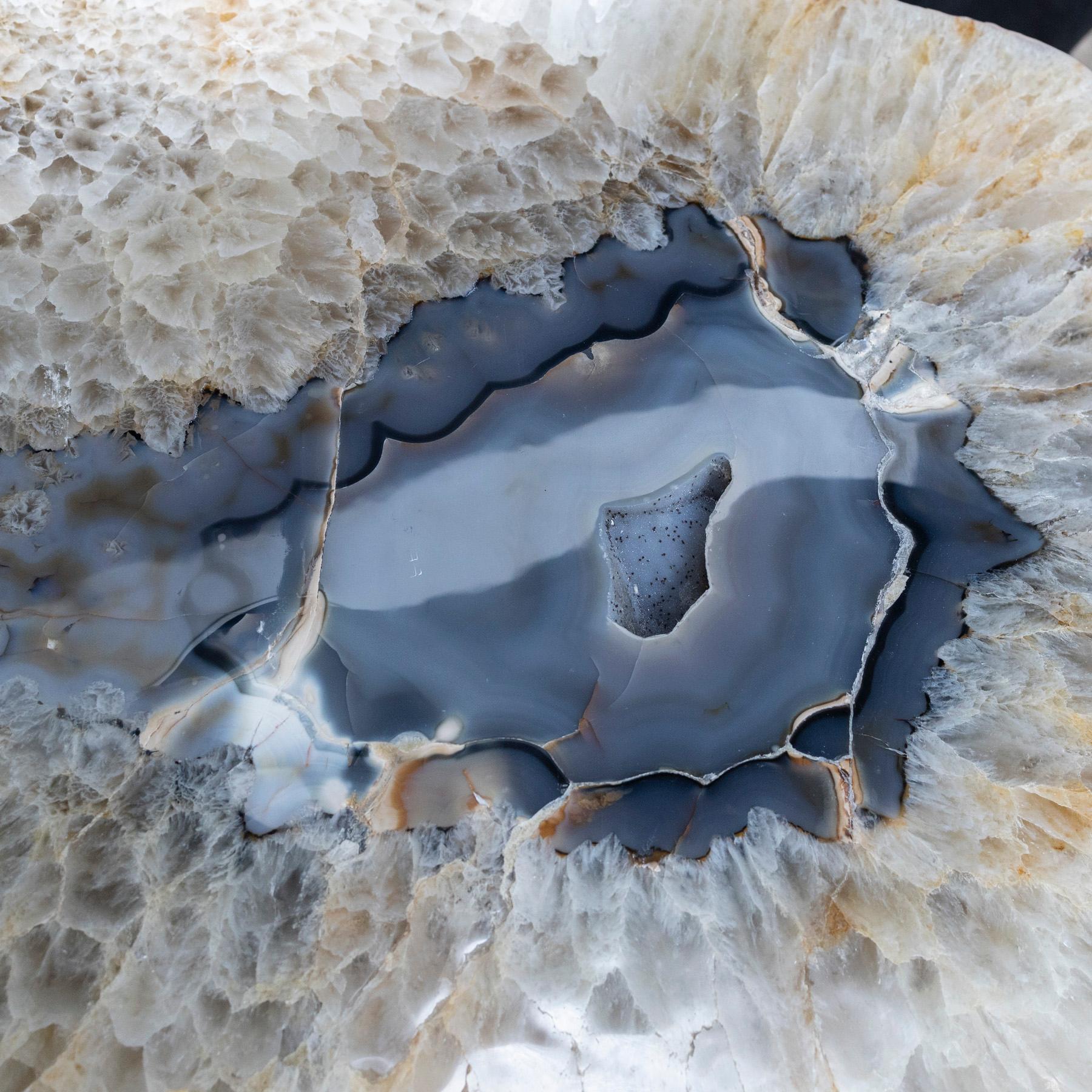 Side or Center Table, Brazilian Agate with Solid Bronze Base For Sale ...