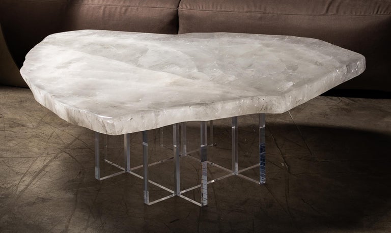 Side or Center Table, Brazilian White quartz with acrylic base For Sale ...