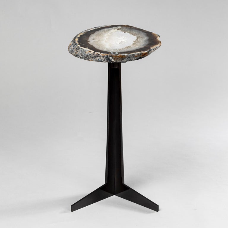 Side or Cocktail Table, Brazilian Agate with Black Color Metal Base For ...
