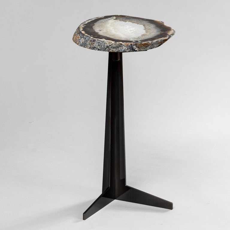 Side or Cocktail Table, Brazilian Agate with Black Color Metal Base For ...