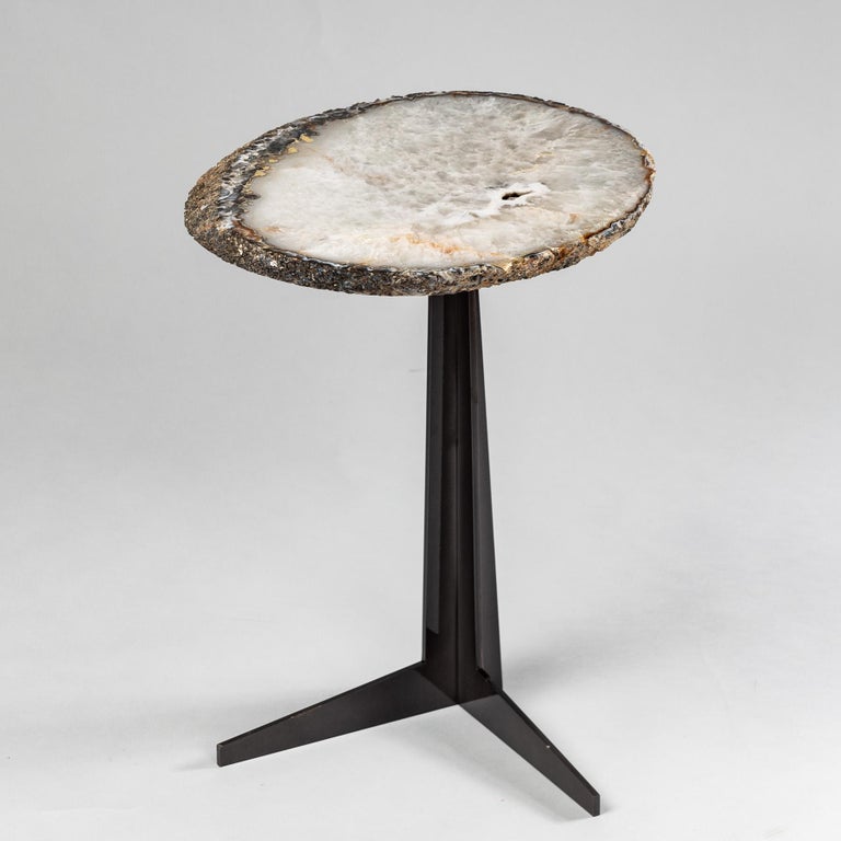 Side or Cocktail Table, Brazilian Agate with Black Color Metal Base For ...