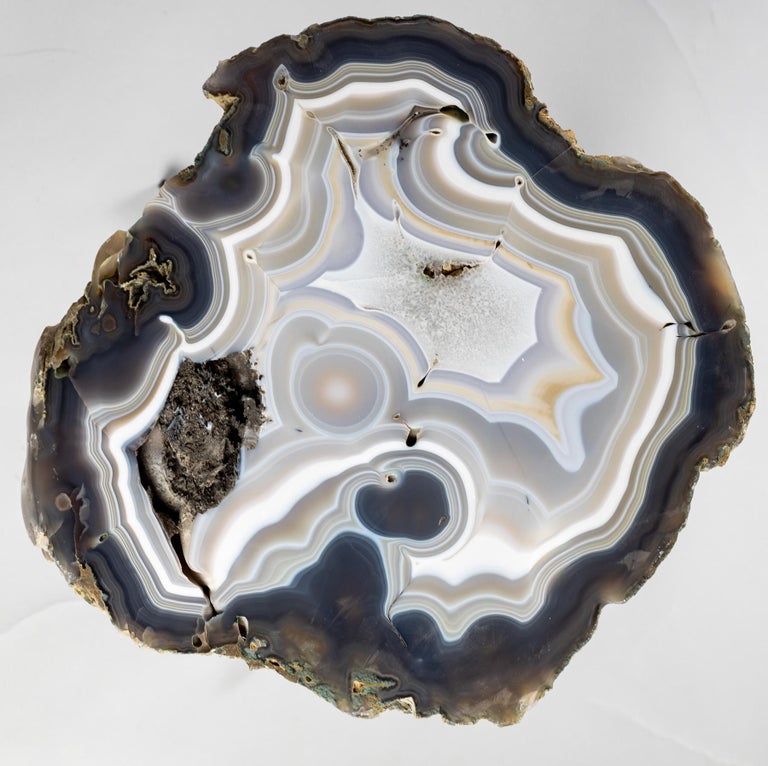 Side or Cocktail Table, Brazilian Agate with Black Color Metal Base For ...