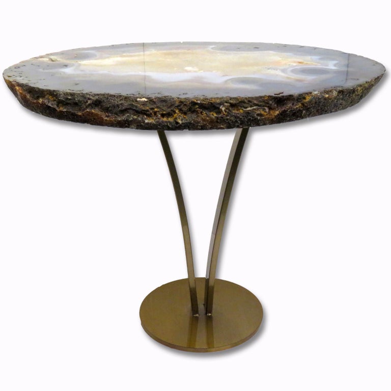 Side or Cocktail Table, Brazilian Agate with Metal Base For Sale at 1stDibs