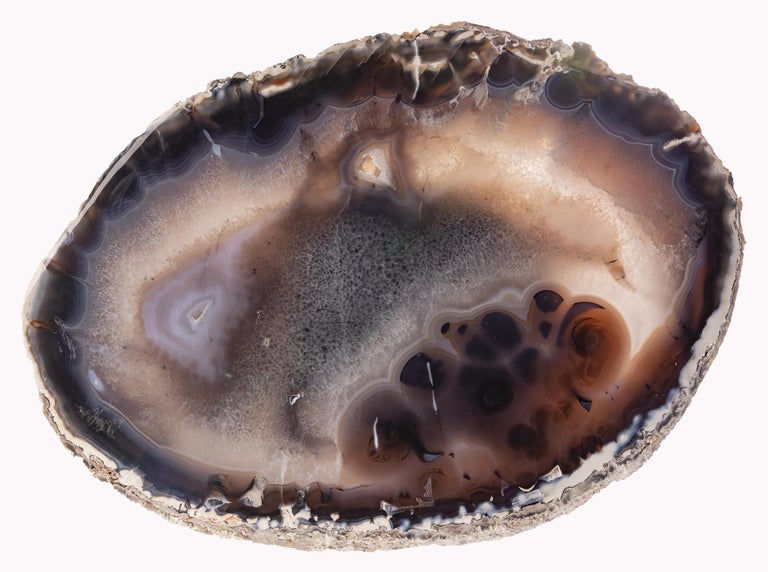 Side or Cocktail Table, Brazilian Agate with Smoke Gray Color Metal ...