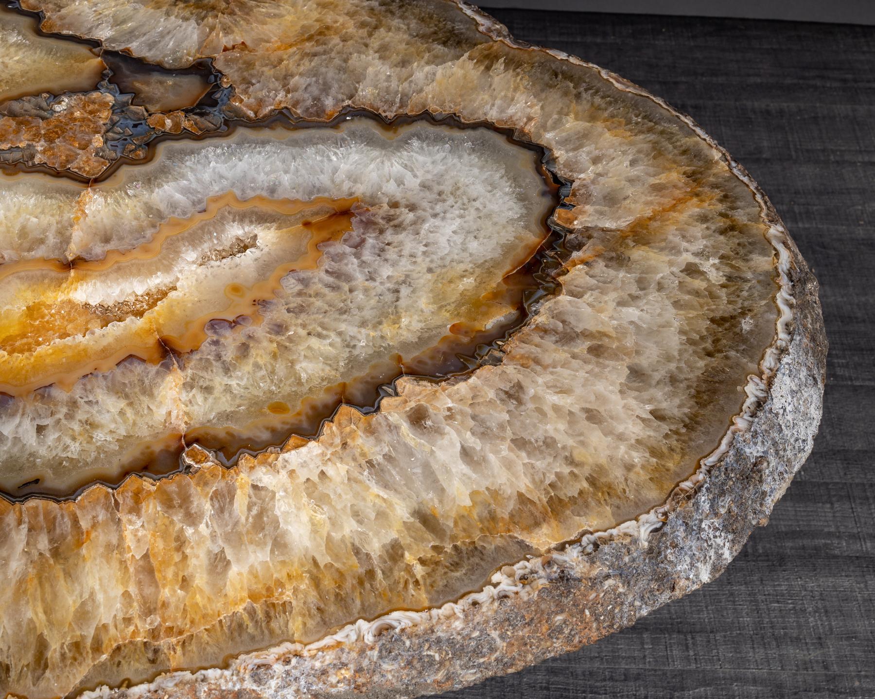 Side or Coffee Table, Brazilian Agate with Gold Color Metal Base at 1stDibs