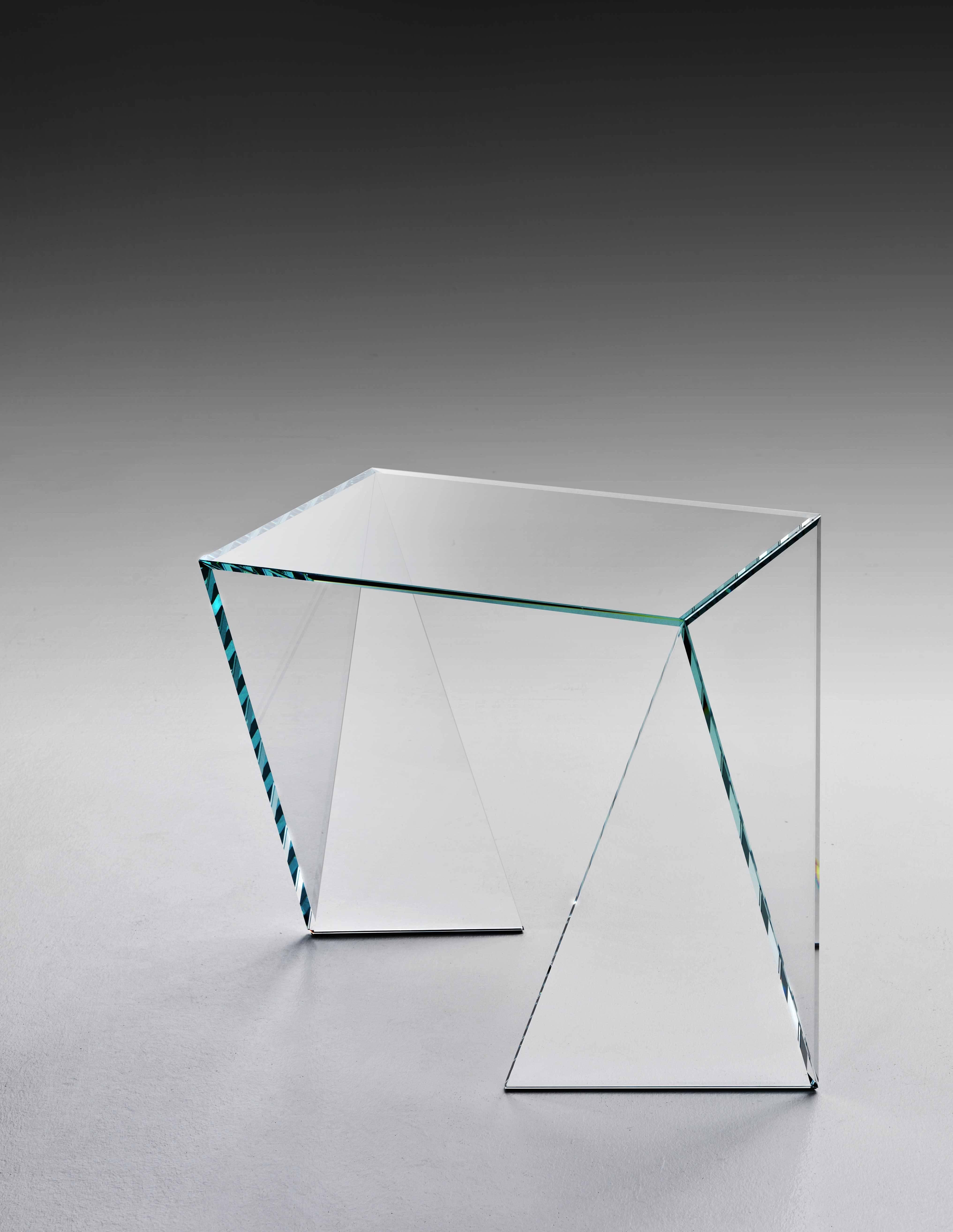 Side Table Contemporary Design Square Glass Crystal For Sale at 1stDibs
