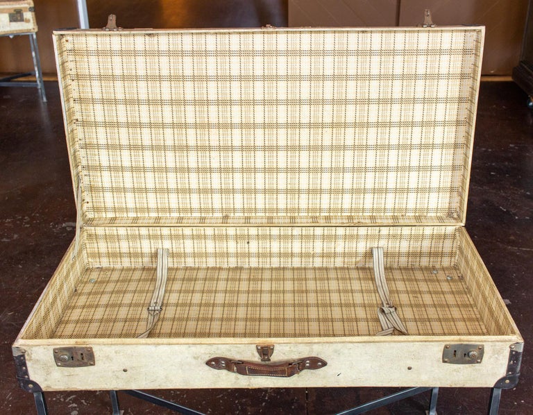 Side Table Crafted with Vintage French Luggage and Custom Iron Base For ...