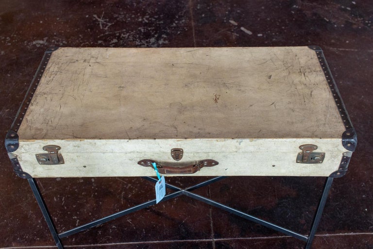 Side Table Crafted with Vintage French Luggage and Custom Iron Base For ...