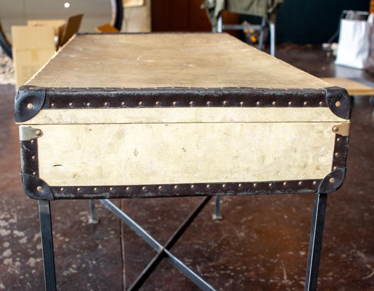 Side Table Crafted with Vintage French Luggage and Custom Iron Base For ...