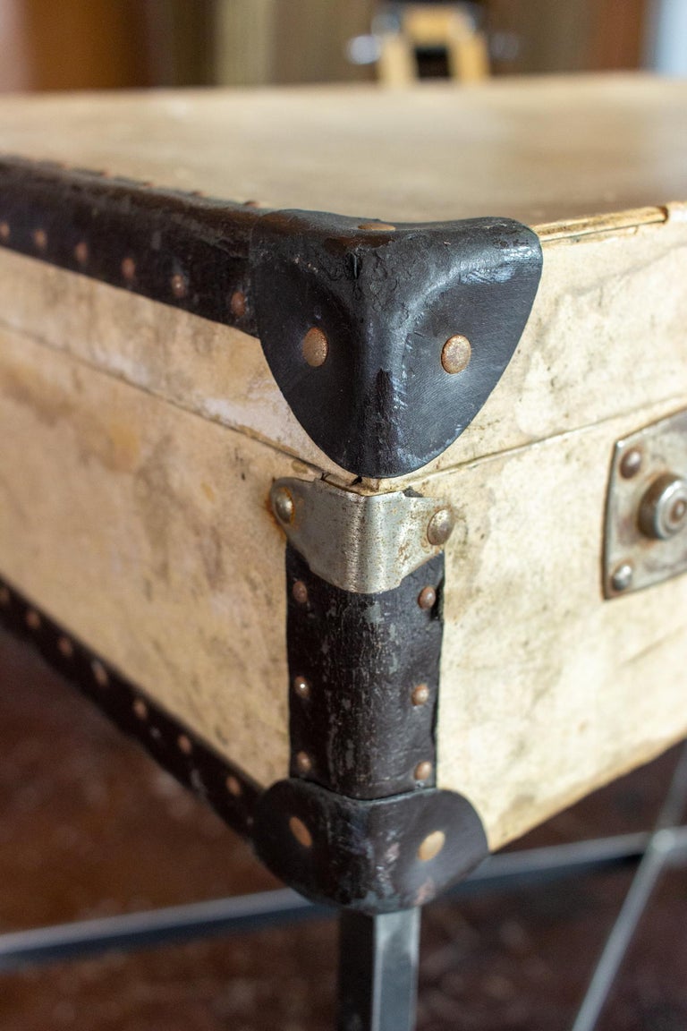 Side Table Crafted with Vintage French Luggage and Custom Iron Base For ...