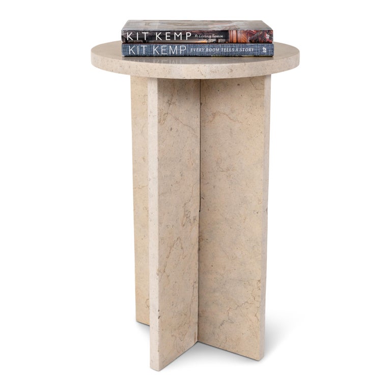 Side Table in Cross Fitted, Lagos Azul Limestone For Sale at 1stDibs ...