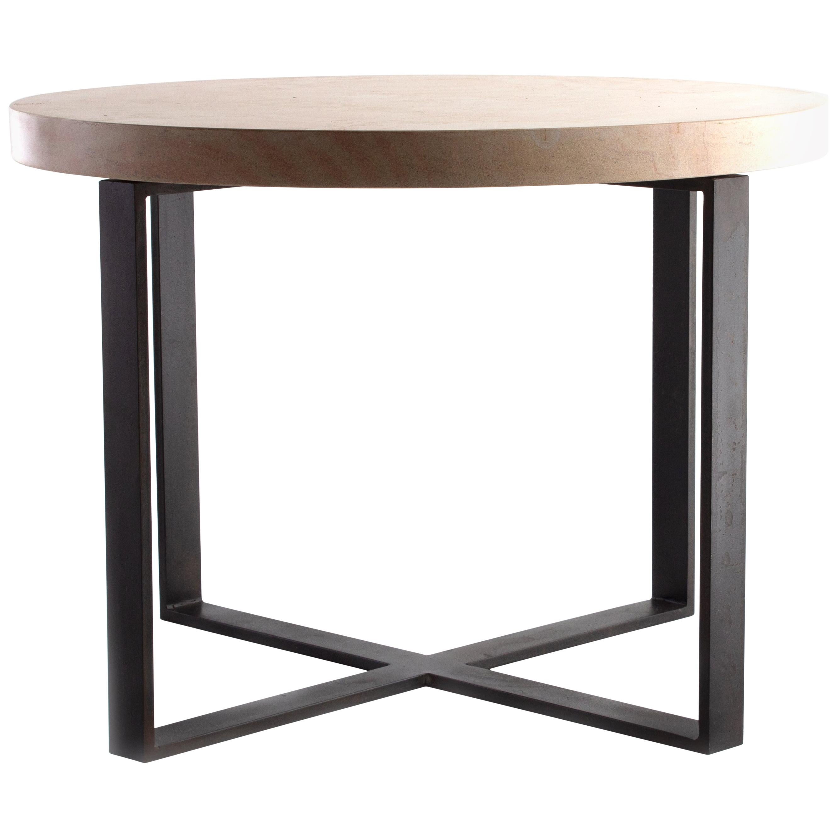Laurel Side Table Ataija Creme Limestone and Bone Hdf at 1stDibs