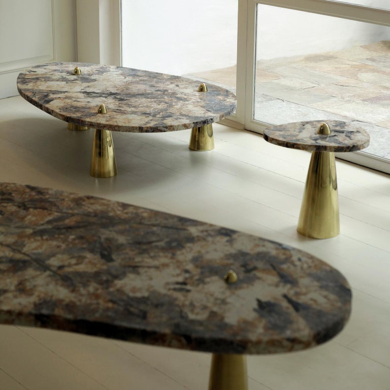 Side Table in Granite and Cast Brass For Sale at 1stDibs