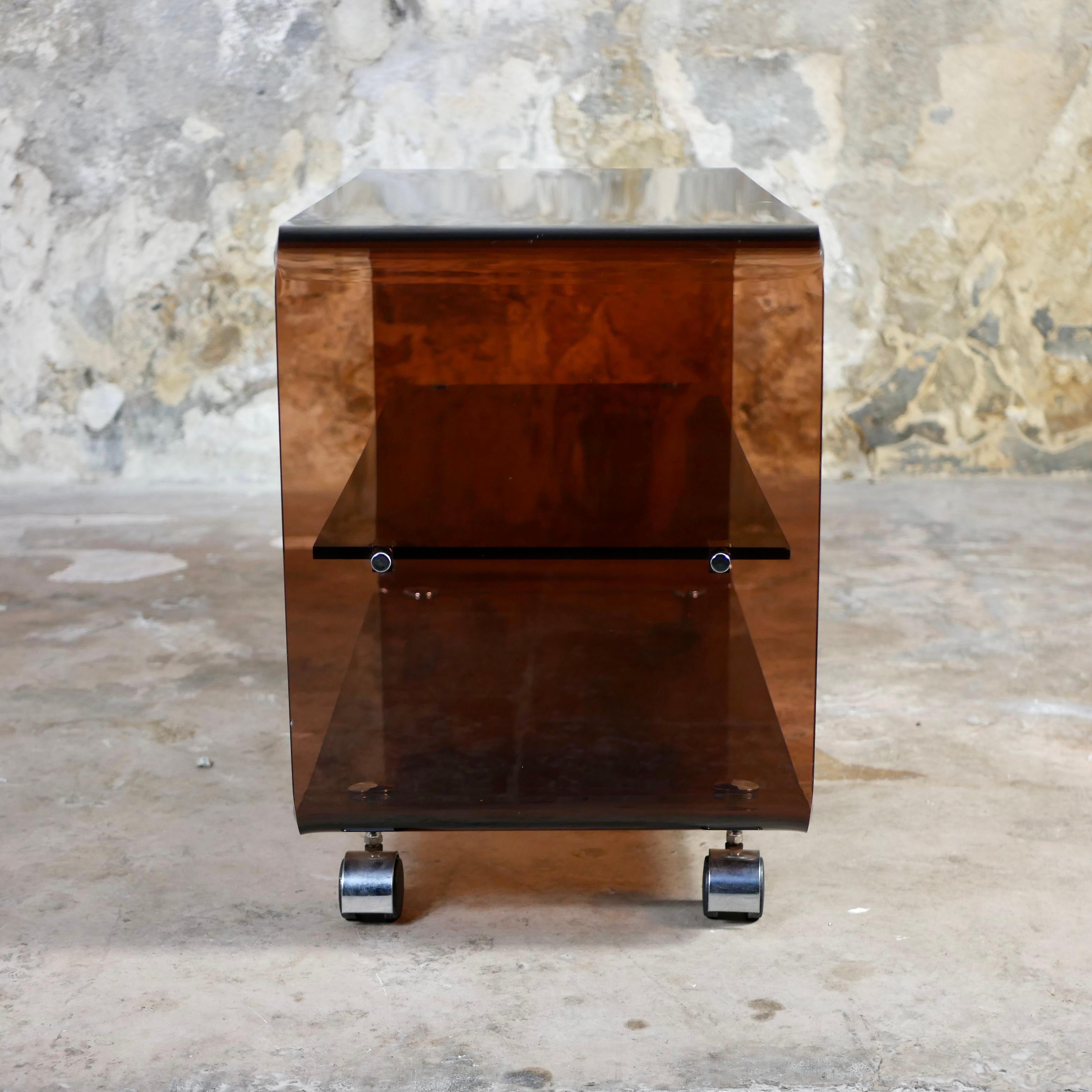 Side table in smoked plexiglas in the style of Michel Dumas, France ...