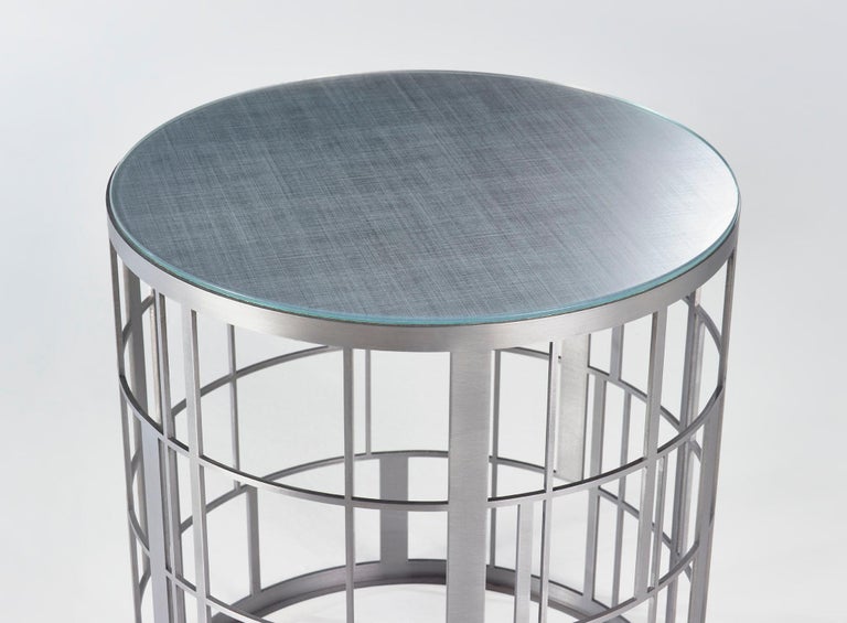 Side Table in Stainless Steel with Liquid Metal Champagne or Bronze ...