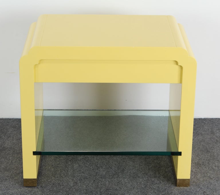 Side Table in Yellow Lacquer by Ron Seff, 1970s at 1stDibs