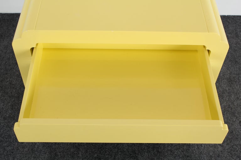 Side Table in Yellow Lacquer by Ron Seff, 1970s at 1stDibs