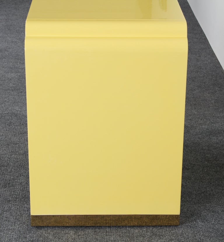 Side Table in Yellow Lacquer by Ron Seff, 1970s at 1stDibs