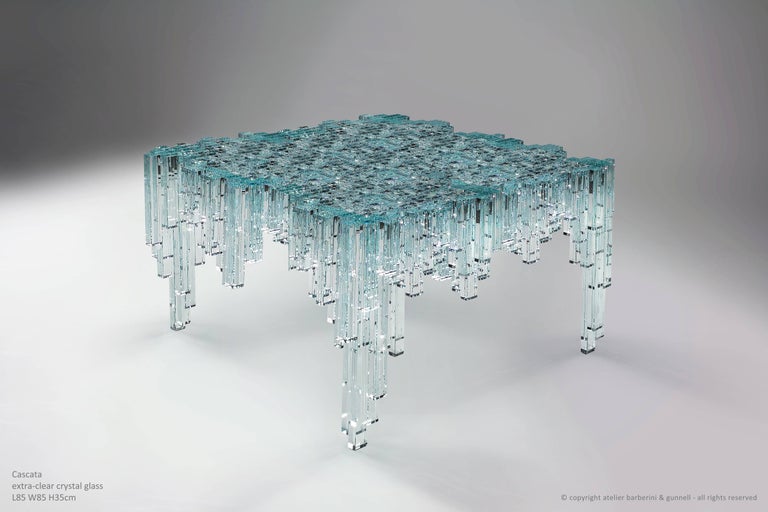 Side End Table Jewel Square Crystal Glass Collectible Design Handmade ...